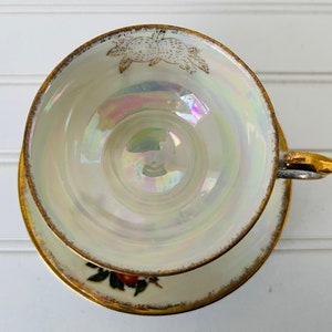 Vintage Iridescent Teacup and Saucer Set Florida Souvenir With Oranges ...