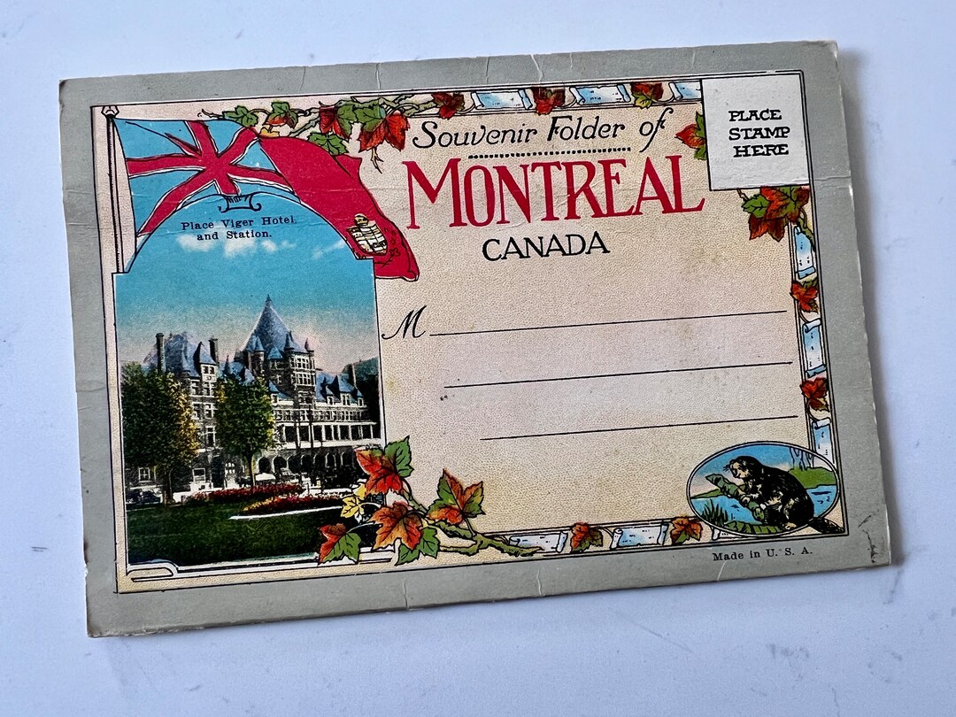 Vintage Montreal Canada Souvenir Folder Postcard Foldout Linen Postcard ...