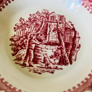 Vintage Red White Dishes Memory Lane by Royal Set of Four Berry or ...