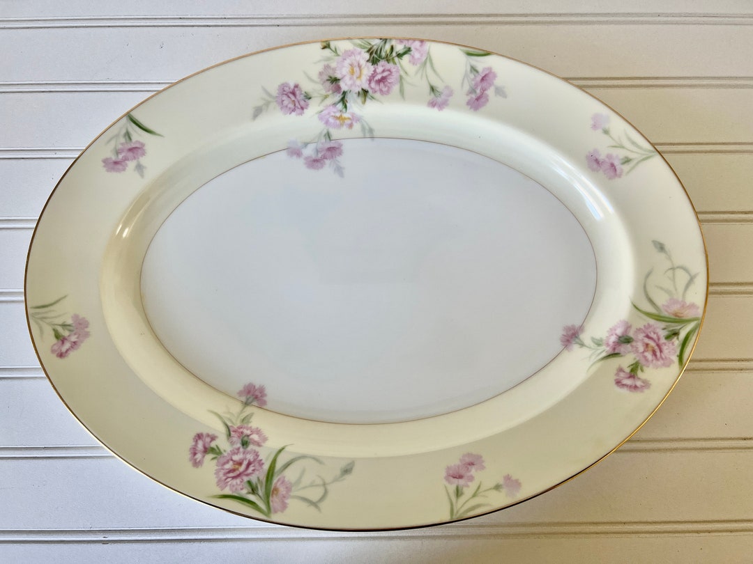 Noritake Morimura China Pink Carnation Pattern Large Platter Cream ...