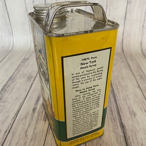 Vintage Maple Syrup Tin Yellow Metal With Great Graphics of Sugar House ...