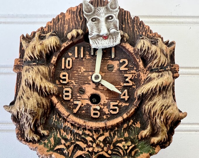 Antique Lux Clock Westies and Schnauzer Animated Pendulum Clock Vintage ...