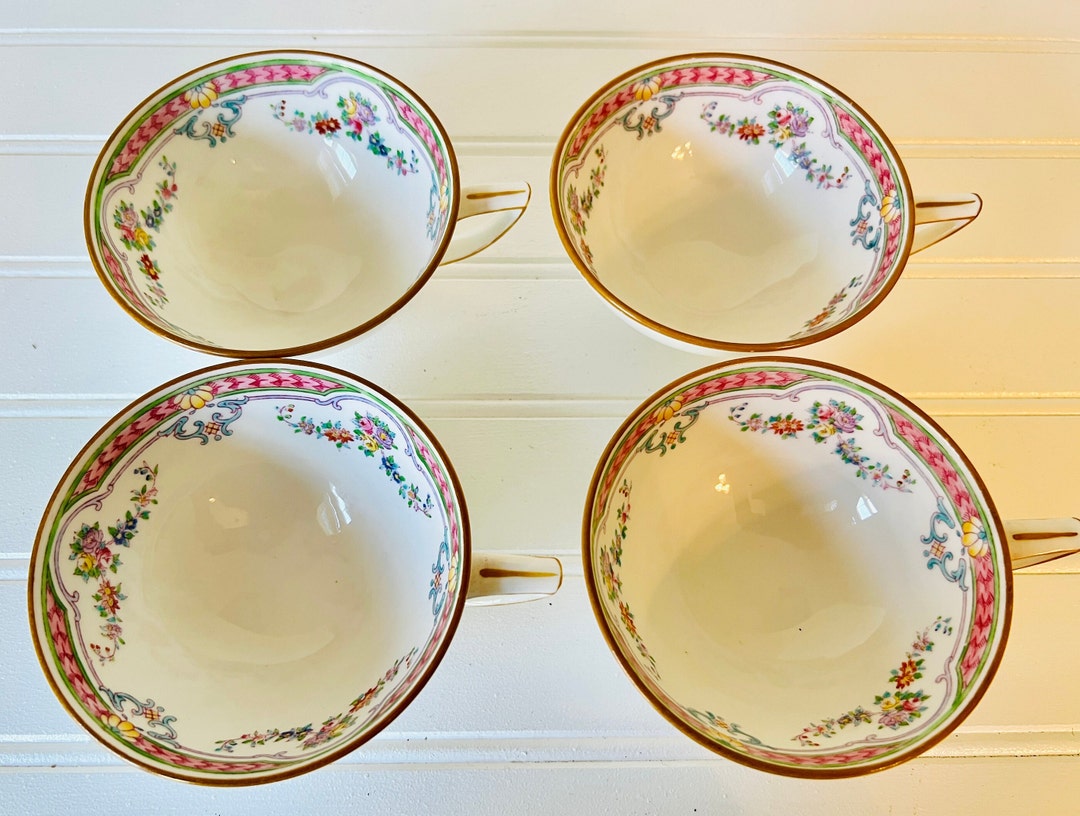 Vintage Minton Ripon Pink Pattern China Teacups Set of Four Turquoise ...