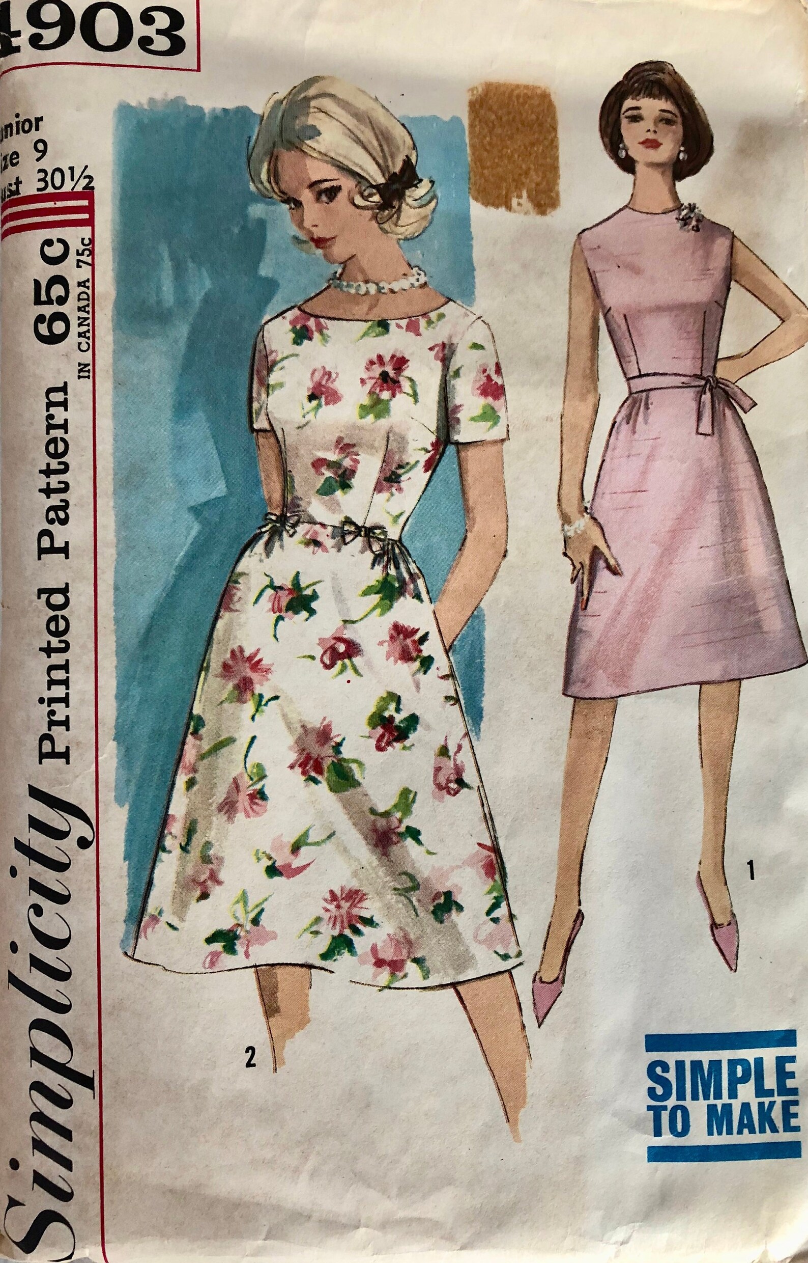 Vintage Simplicity Sewing Pattern 4903 Dress Knee Length | Etsy
