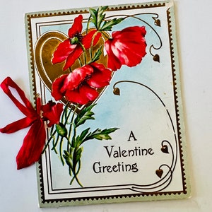 Vintage Edwardian Era Valentine's Day Card, Embossed Folding Book Style ...