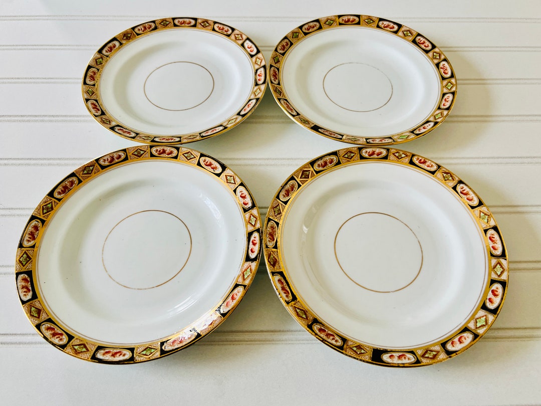 Antique Bone China Set of Four Dessert Plates Royal Albert Crown Lovain ...