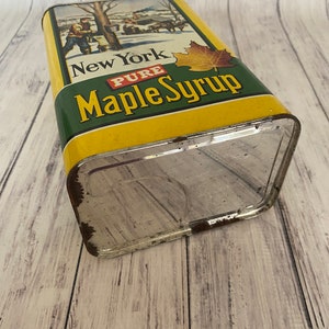 Vintage Maple Syrup Tin Yellow Metal With Great Graphics of Sugar House ...