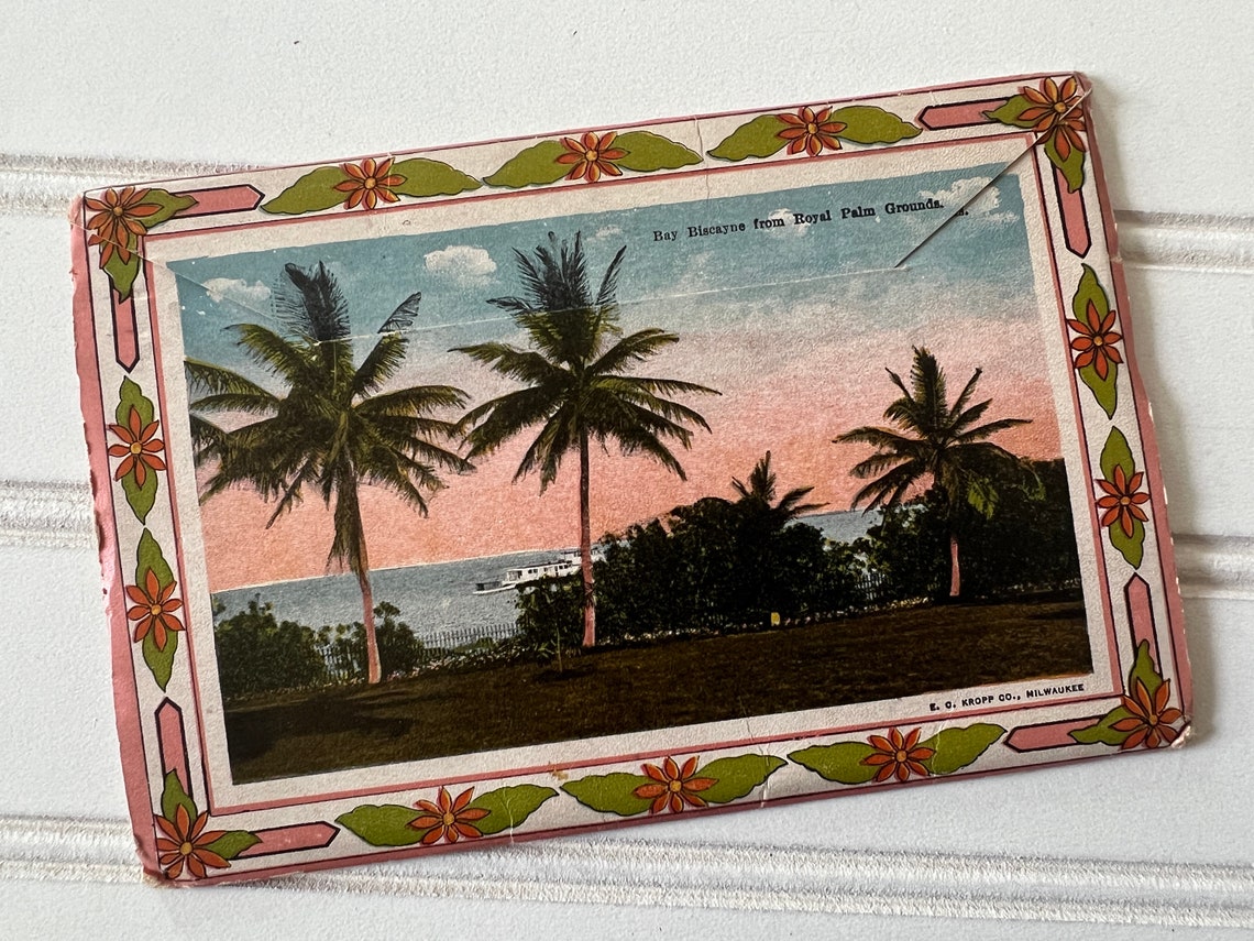 Vintage 1920s Miami Florida Postcard Postfolder in Color Postmarked ...