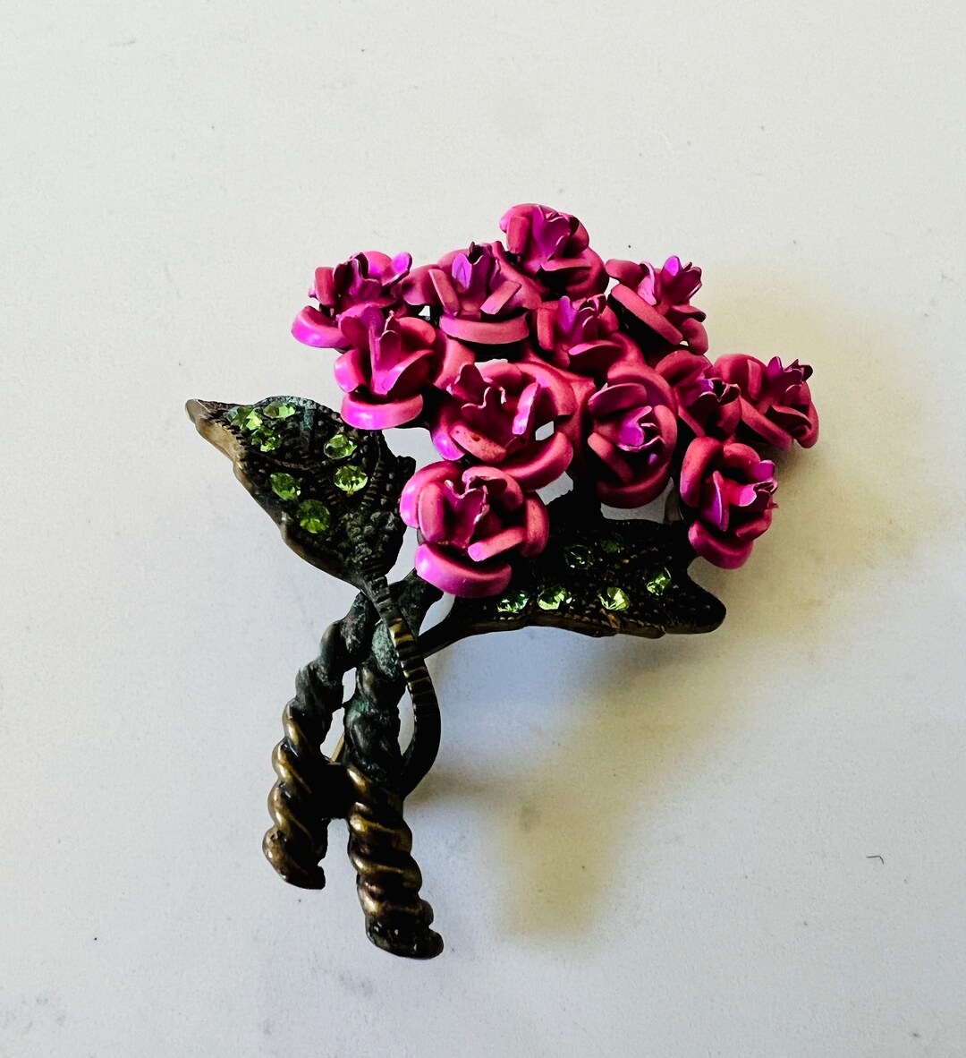 Vintage Bouquet of Pink Roses Pin or Brooch Pretty Costume Jewelry Pin ...