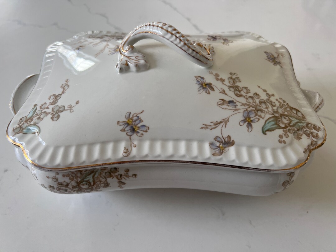 Antique 1890s Transferware Covered Dish John Maddock Royal Vitreous ...