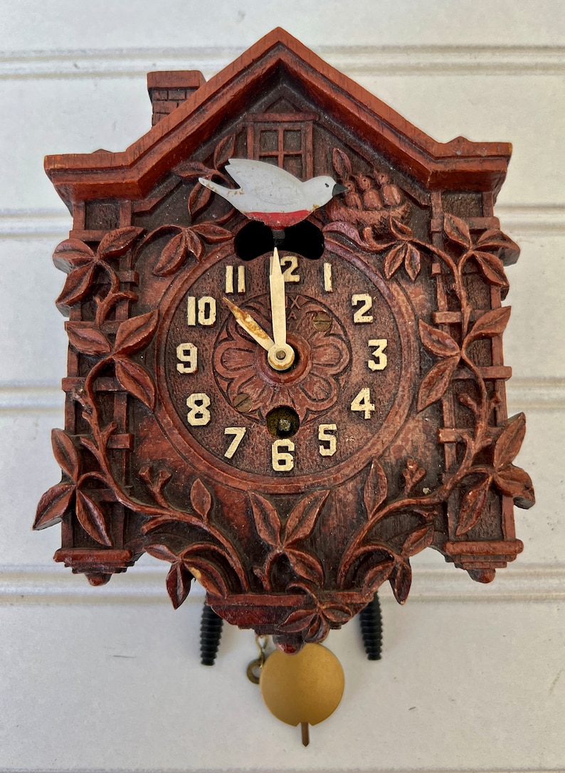 Antique Lux Clock Animated Blue Bird Feeding Babies Pendulum - Etsy