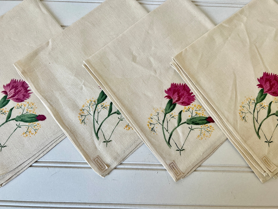 Vintage Unused Cloth Napkins Hand Painted Floral Carnation on - Etsy