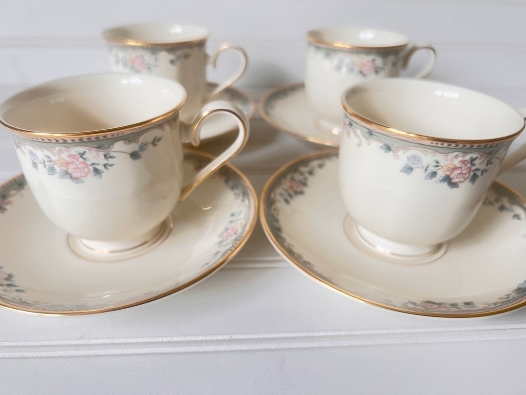 Lenox Spring Vista Set of Four Cups and Saucers Pretty Floral Pattern ...