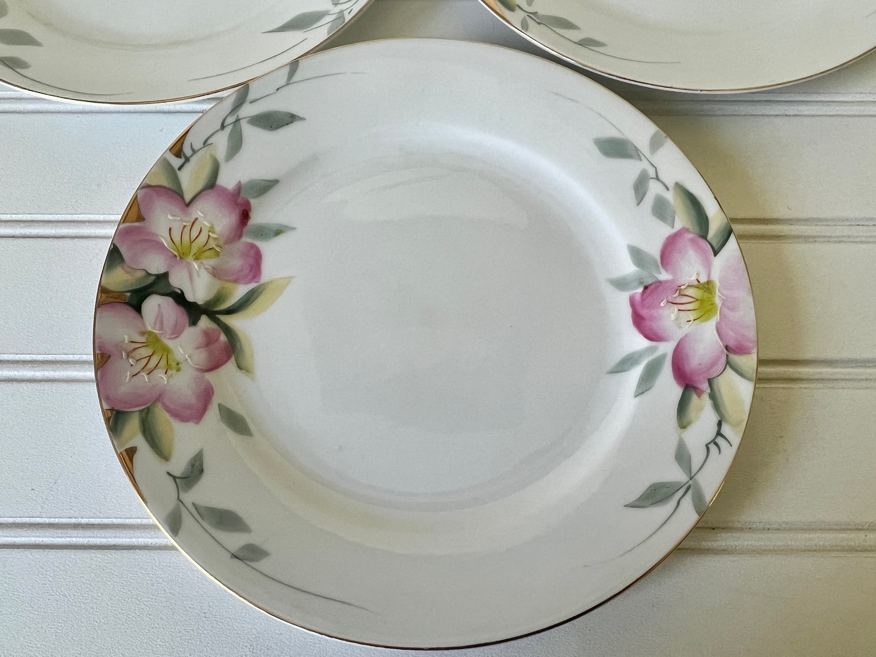 Noritake Azalea China Pattern Set of Three Lunch Plates Beautiful Pink ...