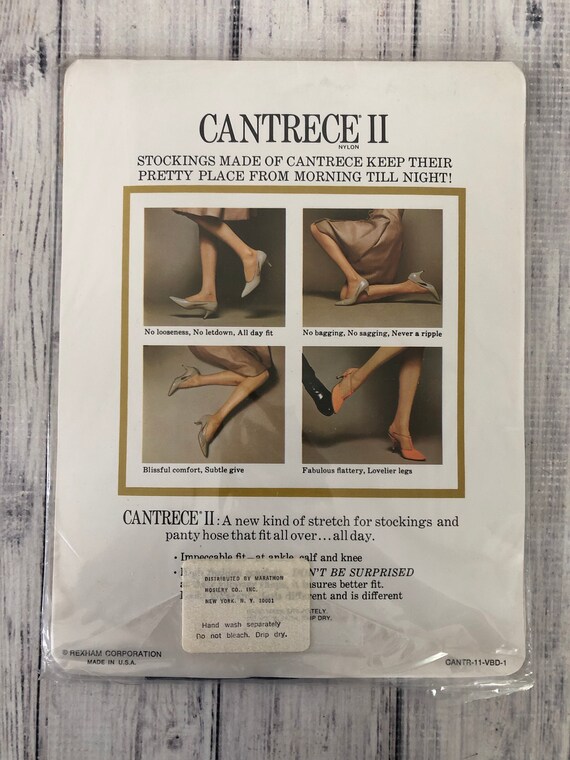 Vintage Nylon Stockings Cantrece Ii Navy Blue Sandal Gem