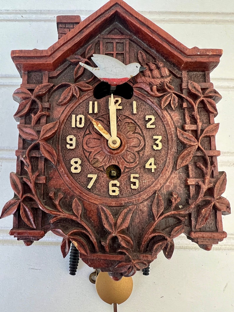 Antique Lux Clock Animated Blue Bird Feeding Babies Pendulum - Etsy