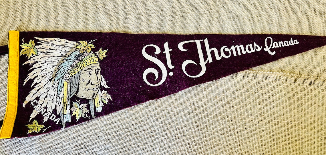 Vintage Felt Pennant 1950s St Thomas Canada Travel Souvenir, Burgundy ...