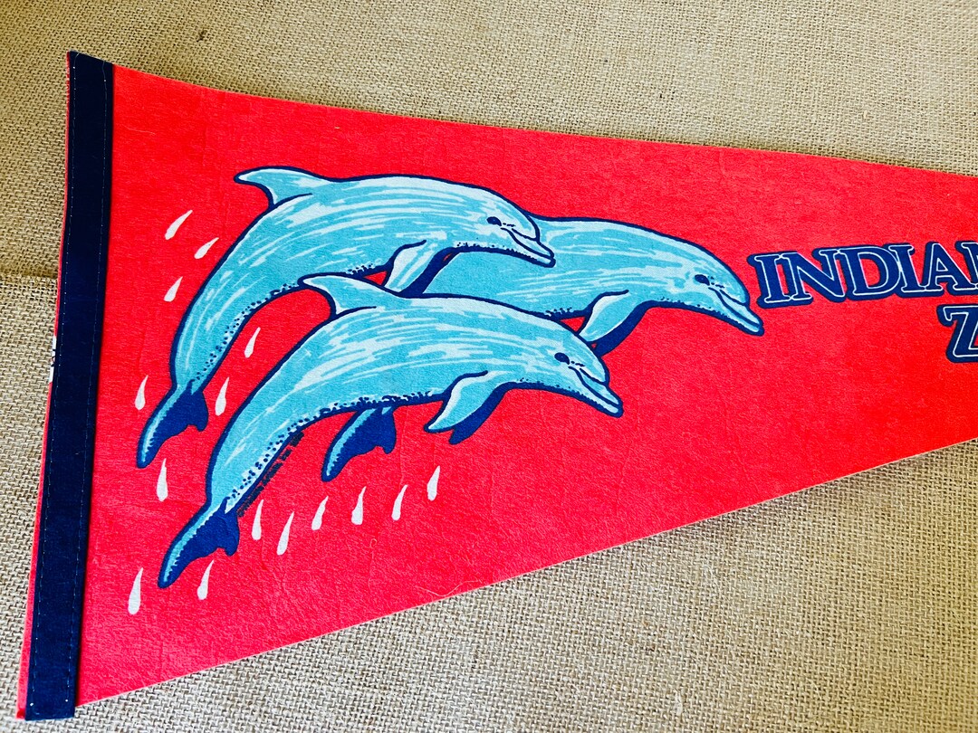 Vintage Indiana Zoo Pennant With Dolphins, Indiana Travel Souvenir ...