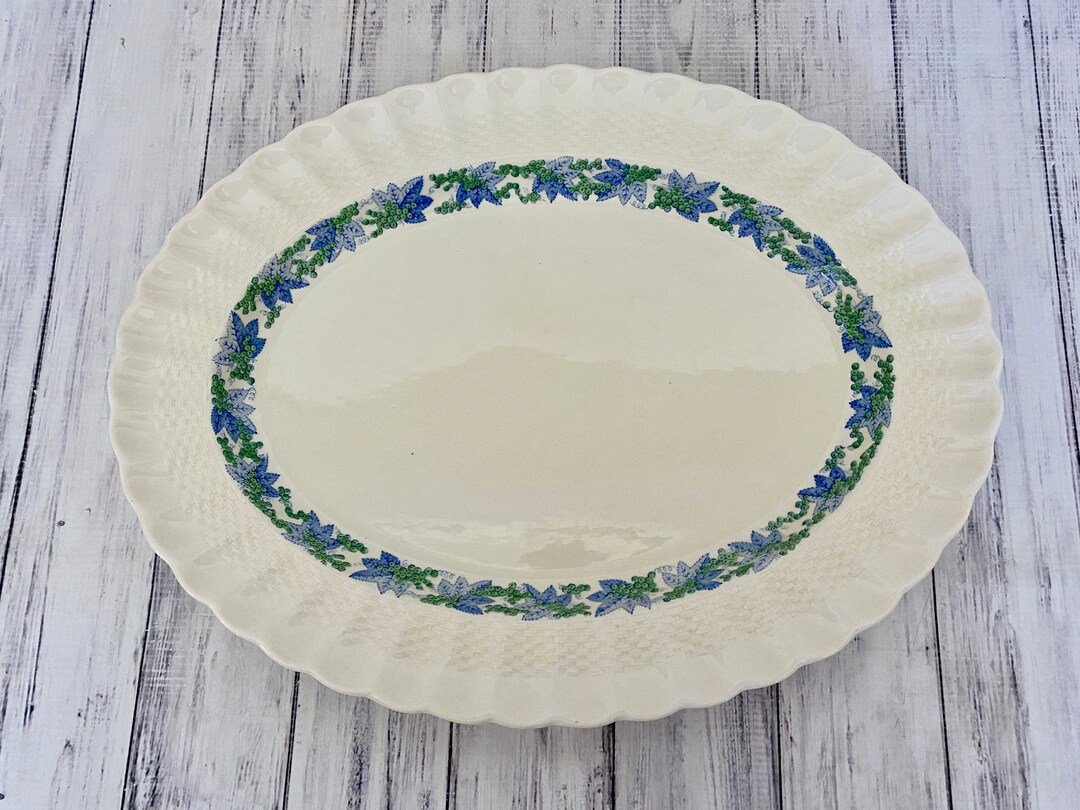 Vintage Spode Copeland Valencia Pattern Serving Platter in Blue and ...