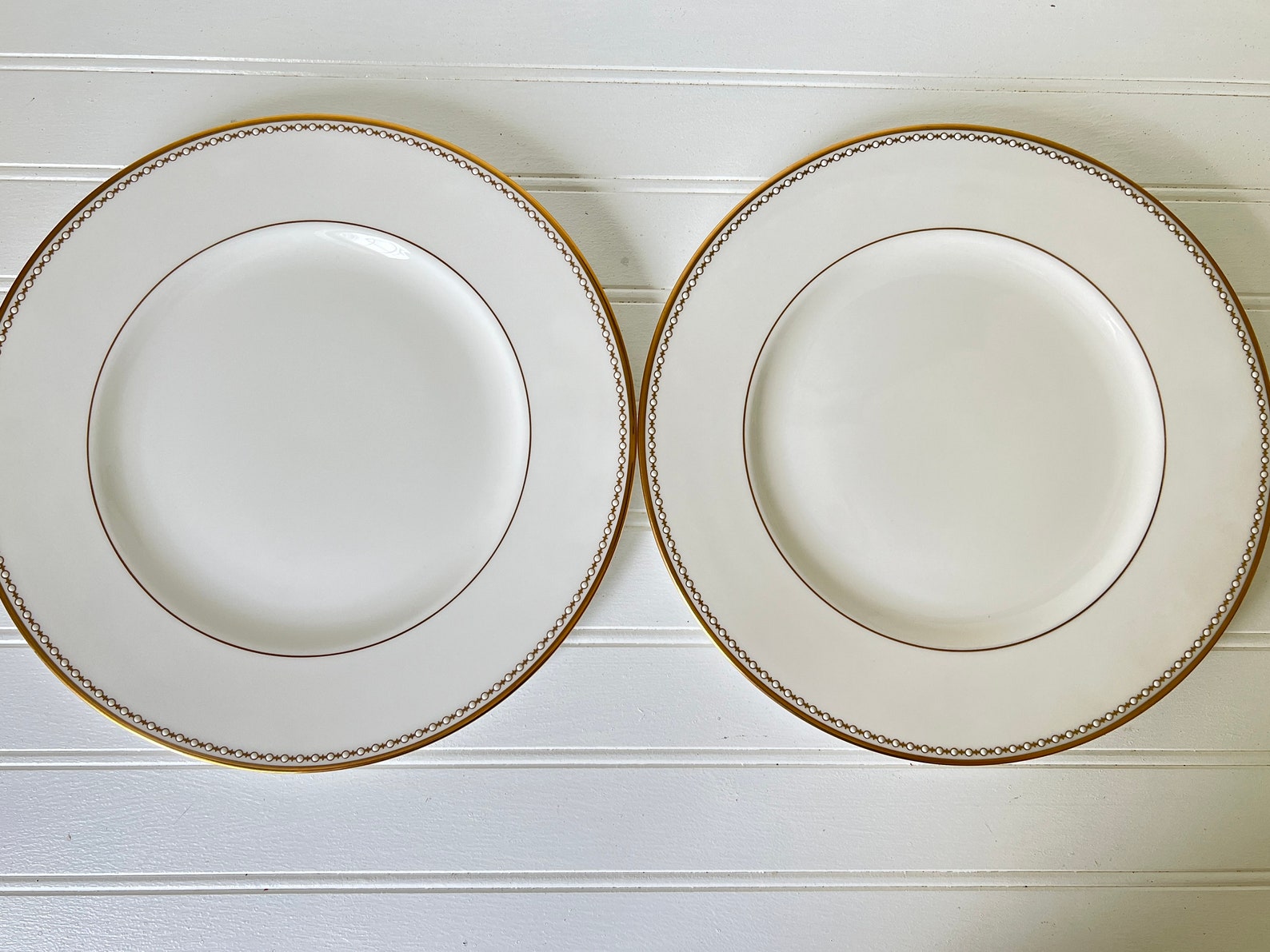 Lenox Classic Collection Pearl Gold Set of Two Dinner Plates White ...