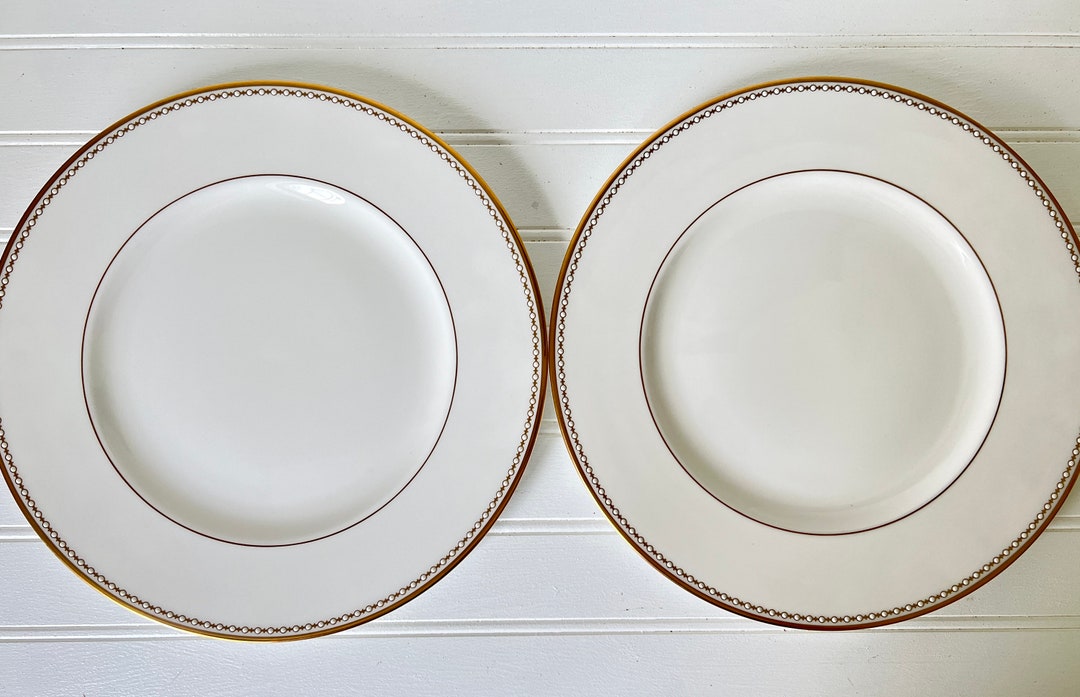 Lenox Classic Collection Pearl Gold Set of Two Dinner Plates White ...