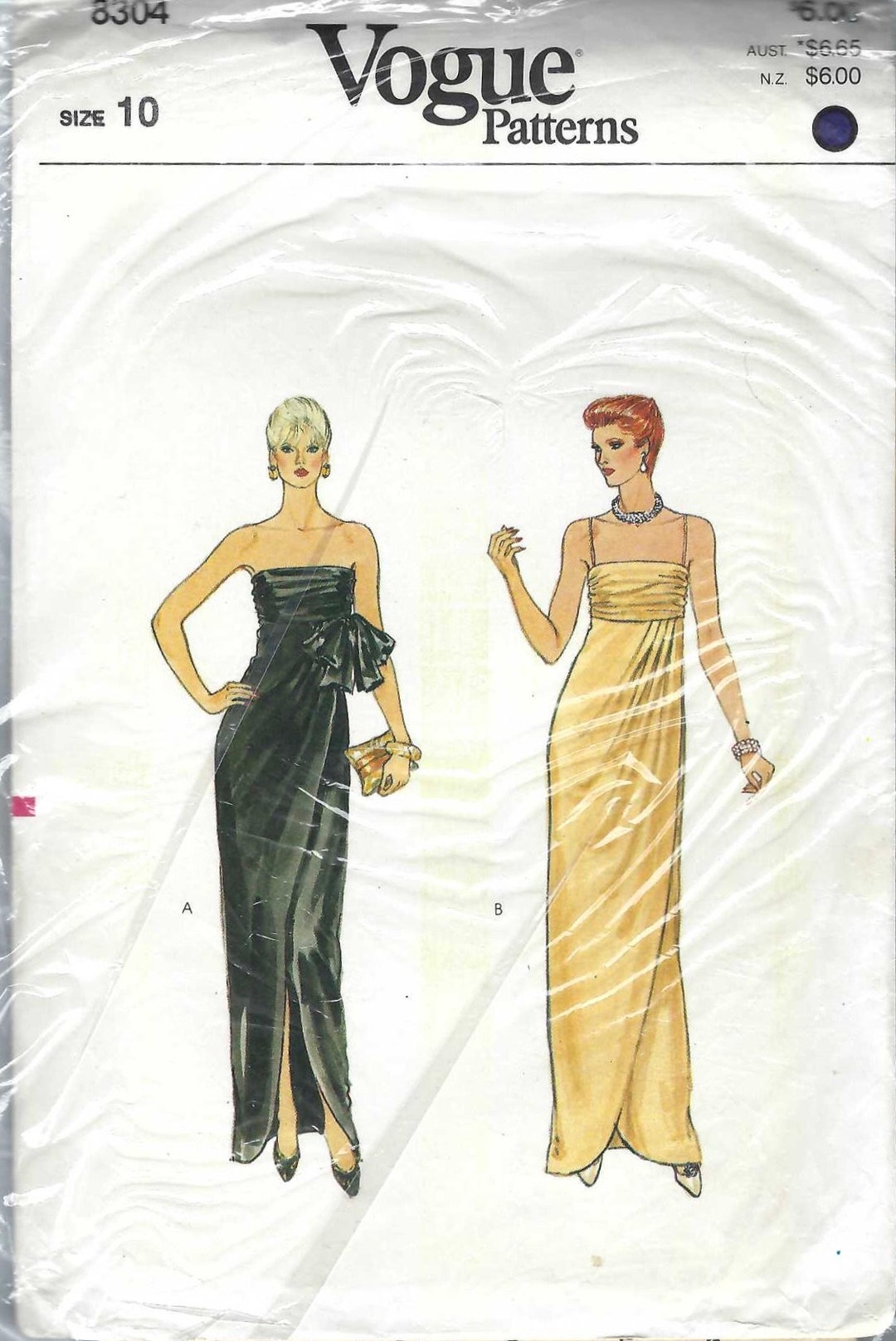 Vogue Evening Gown Pattern 8304 Size 10, Complete Factory Folded and ...