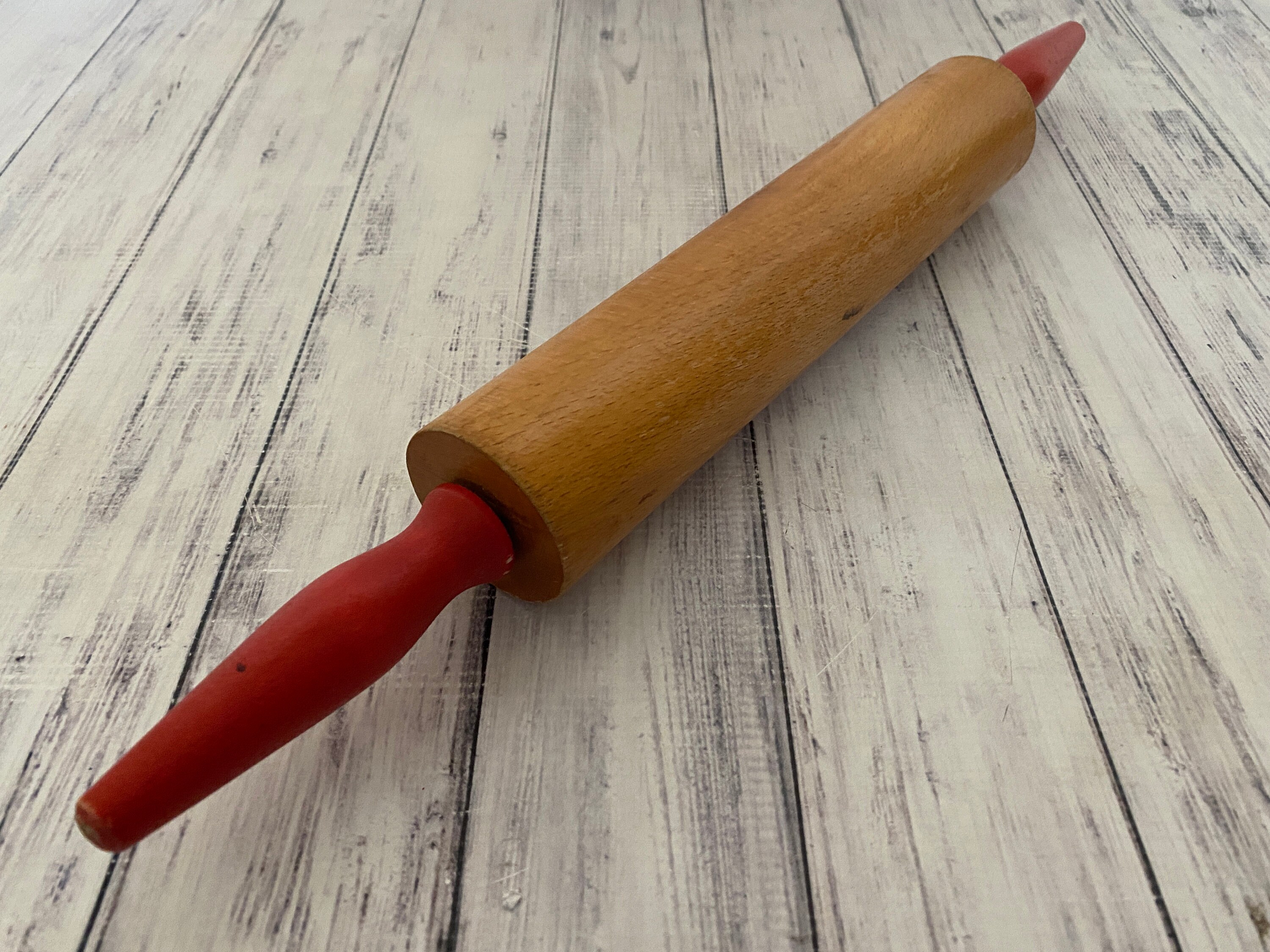 Vintage Wood Rolling Pin Solid Heavy Handle Wooden Rolling | Etsy