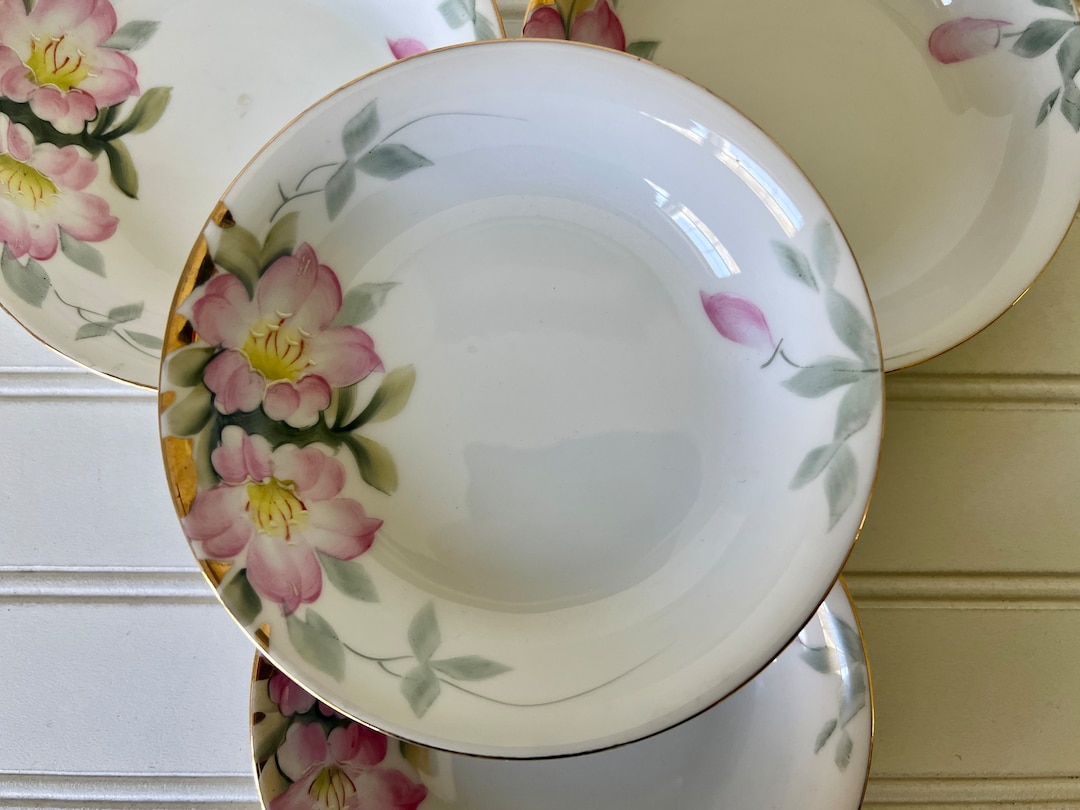 Noritake Azalea China Pattern Set of Four Berry Bowls Beautiful Pink ...