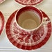 Vintage Red White Copeland Spode Mandarin Pink Set of Four Demitasse Cups and Four Saucers ...