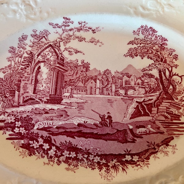 Red and White English Platter - Etsy