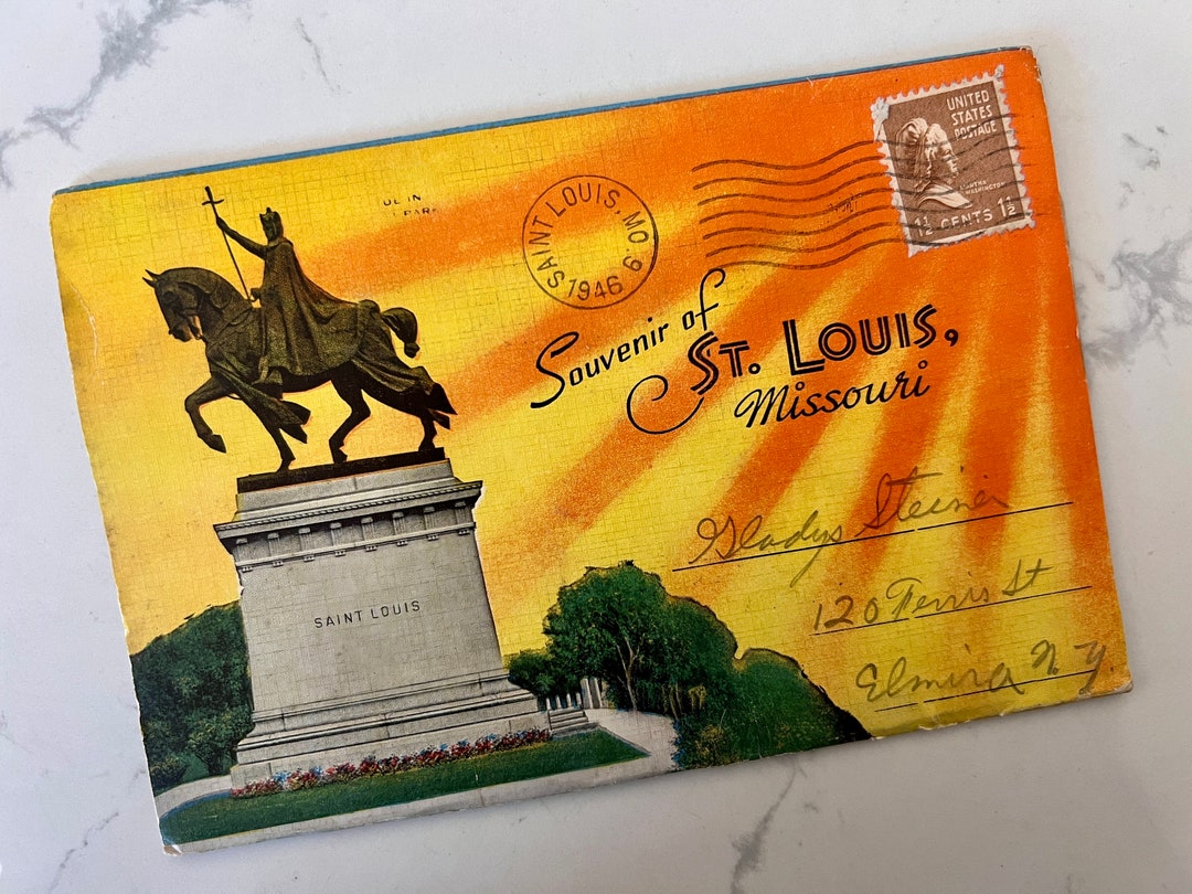 Vintage St Louis Missouri Postcard Postfolder, Postmarked 1946, Retro ...