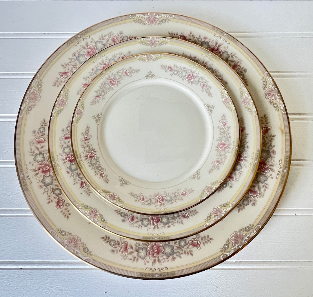 Lenox Chesapeake Dinner Plate, Salad Plate & Bread Plate, Pink Blue ...