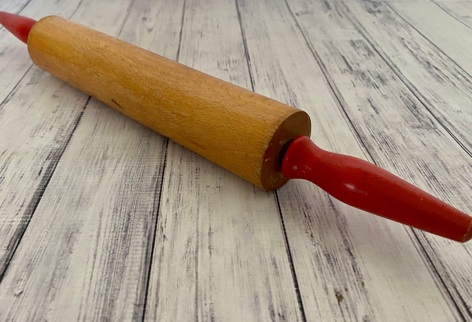 Vintage Wood Rolling Pin Solid Heavy Handle Wooden Rolling - Etsy