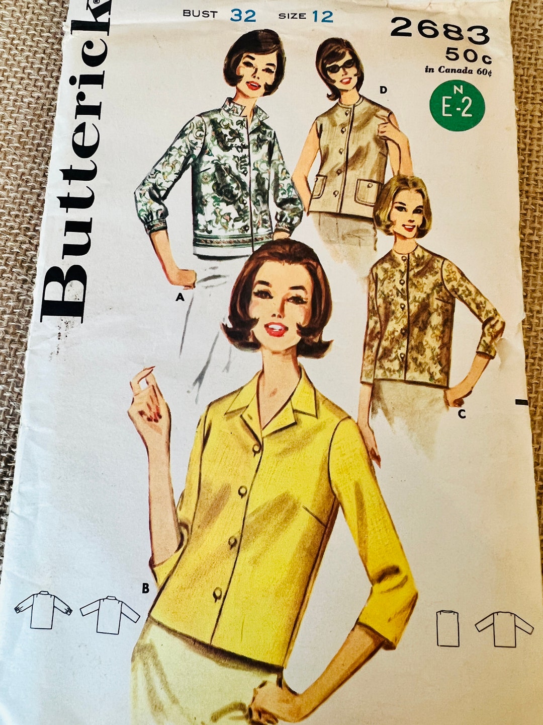 Butterick Blouse Shirt Pattern Butterick Number 2683 Size 12 1960s ...