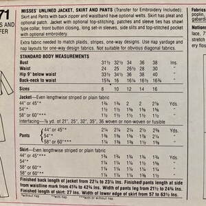 Simplicity Misses Suit Sewing Pattern Number 7671 © 1976 Misses Unlined ...