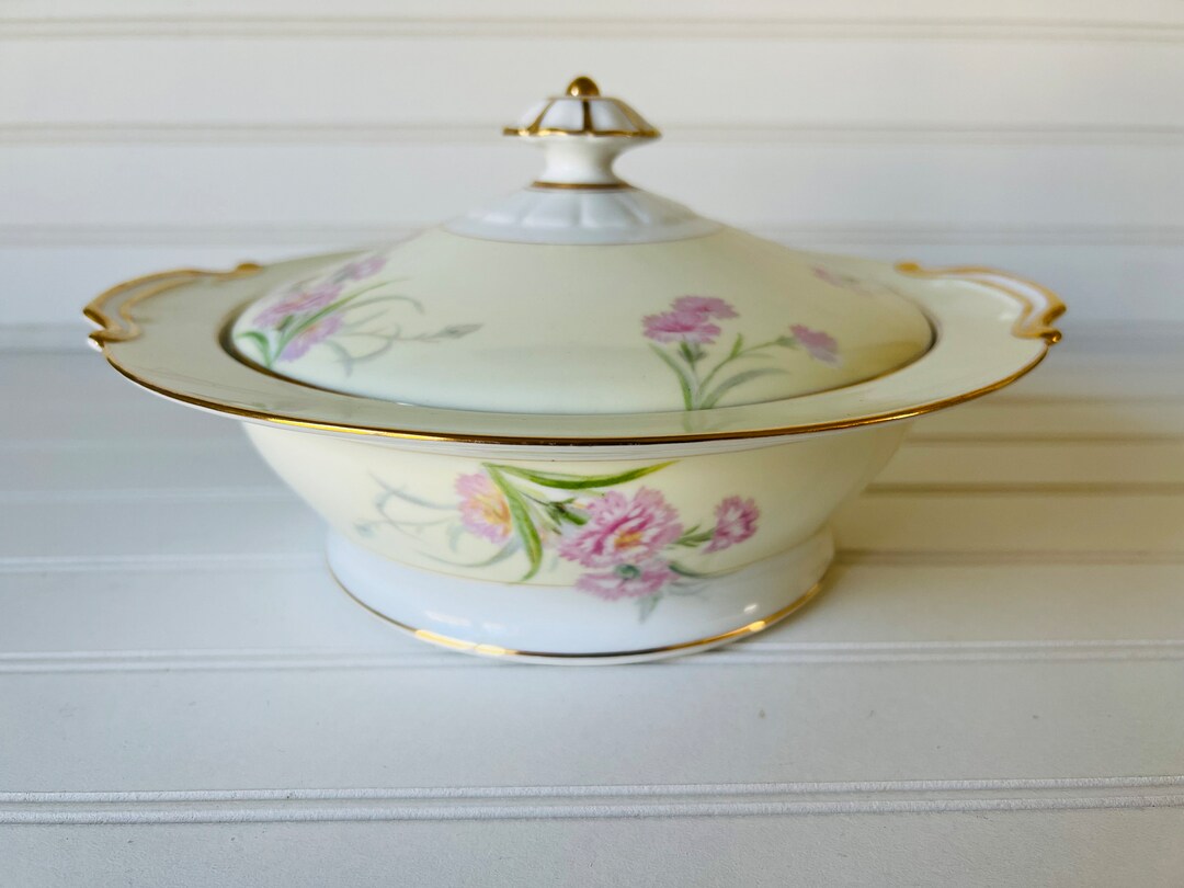 Noritake Morimura China Pink Carnation Pattern Round Covered Serving ...