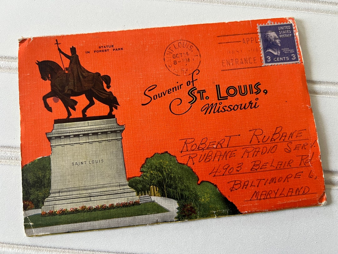 Vintage St Louis Missouri Postcard Postfolder, Postmarked 1953, Retro ...