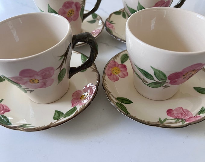 Franciscan Desert Rose Pattern Set of Four Coffee Mugs and Saucers, 8 ...