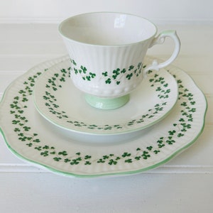 Elizabethan Shamrock Dessert Luncheon Set Teacup Saucer & Plate, White ...