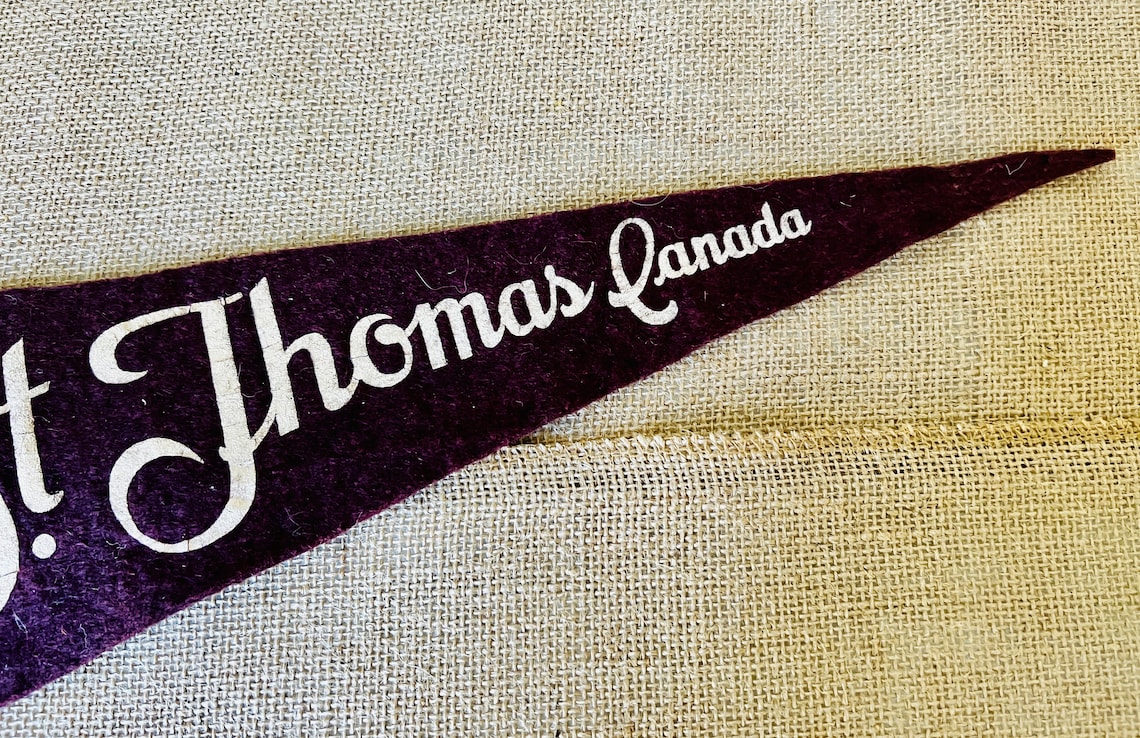 Vintage Felt Pennant 1950s St Thomas Canada Travel Souvenir, Burgundy ...