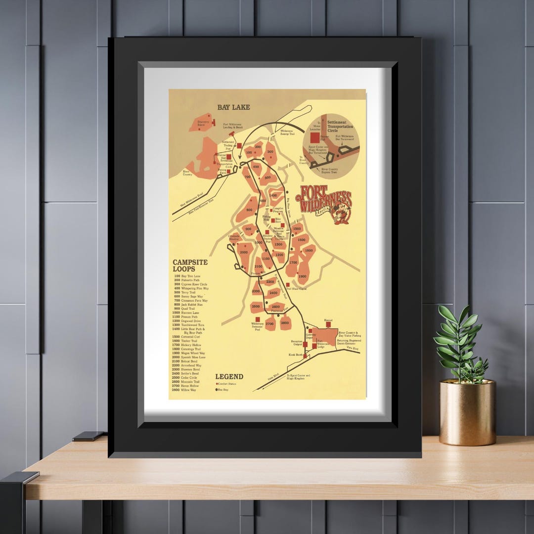 Walt Disney World Fort Wilderness Campground Resort Loops Retro Map #1 ...