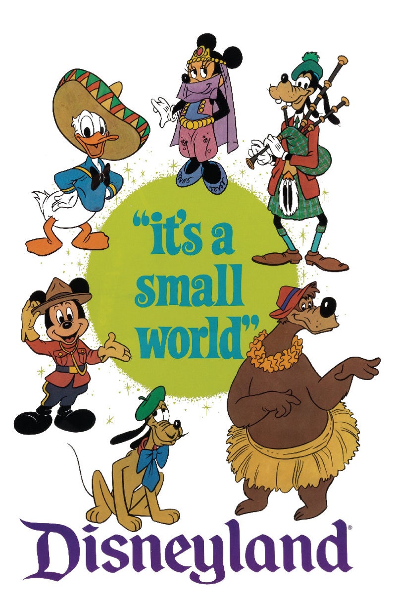 Disney Its a Small World Mickey Mouse Donald Duck Goofy Baloo Retro ...