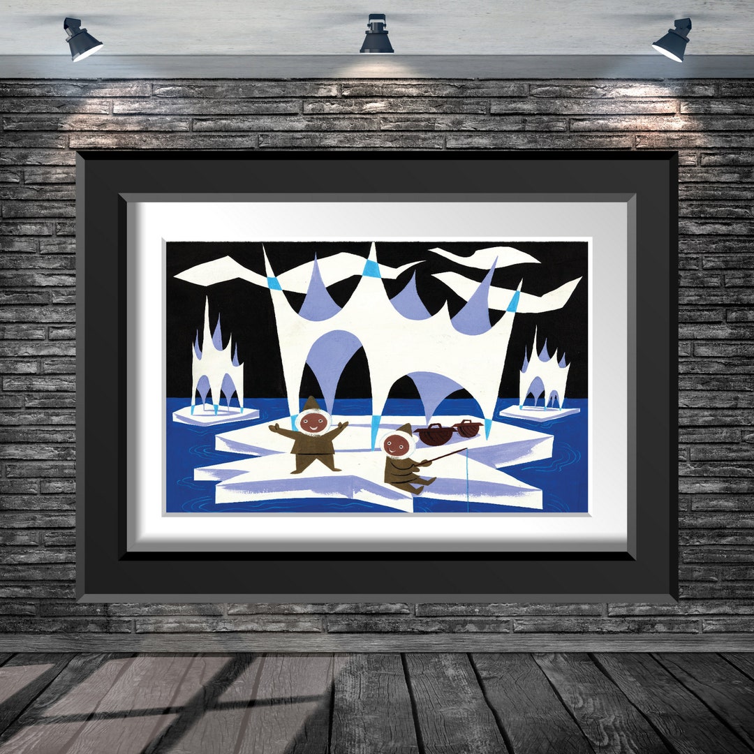 Mary Blair Its a Small World Concept Sketch Antarctica Eskimo Skating ...