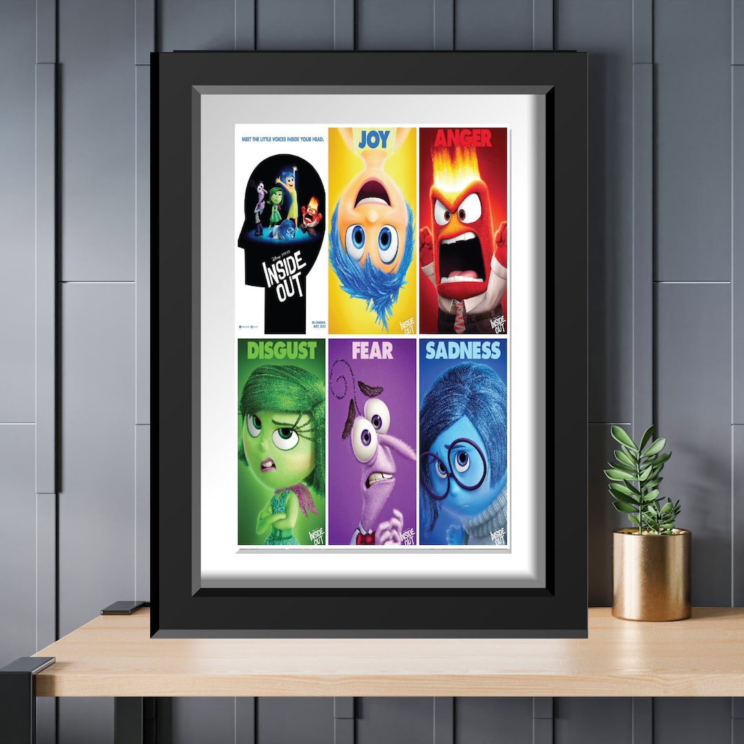 Inside Out Emotions Joy Sadness Fear Disgust Anger Disney Movie Poster ...