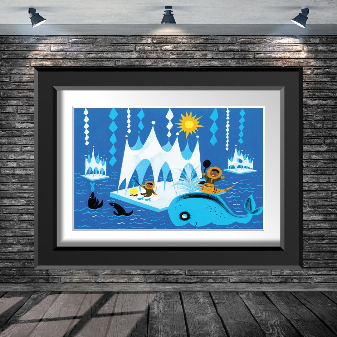Mary Blair Its a Small World Concept Sketch Antarctica Eskimo Whales ...