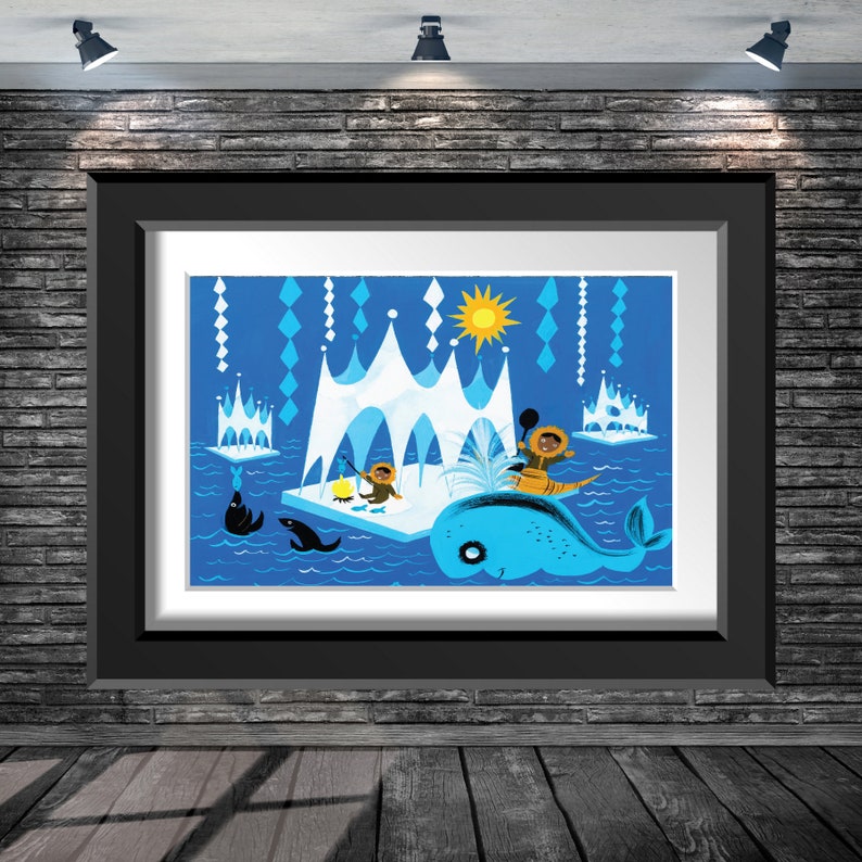 Mary Blair Its a Small World Concept Sketch Antarctica Eskimo Whales ...