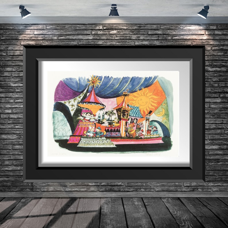 Disney Its a Small World Attraction Marc Davis Concept Art Poster Print ...