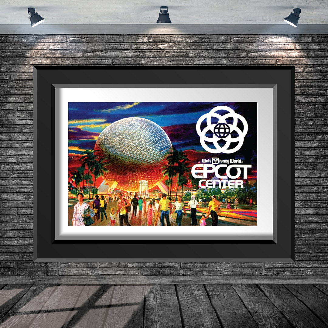 EPCOT Center Walt Disney World Retro Vintage Concept Art Logo Poster ...