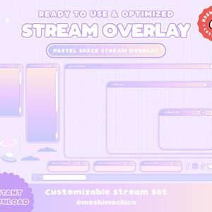 Twitch Overlay - Customizable Pastel Space Stream Overlay Set / Cute ...