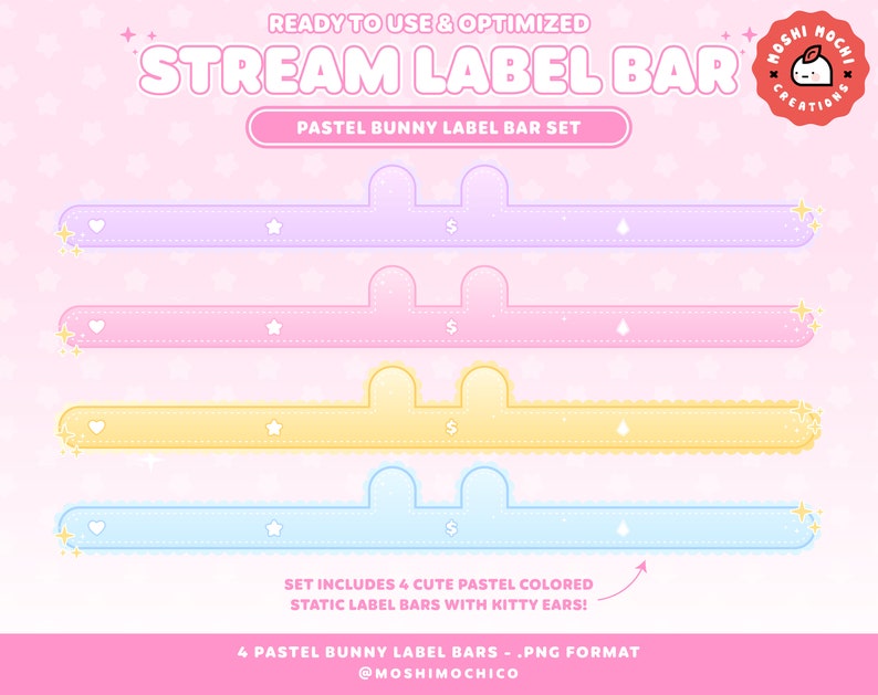 Pastel Bunny Label Bar for Twitch, Custom Stream Overlay, Cute ...